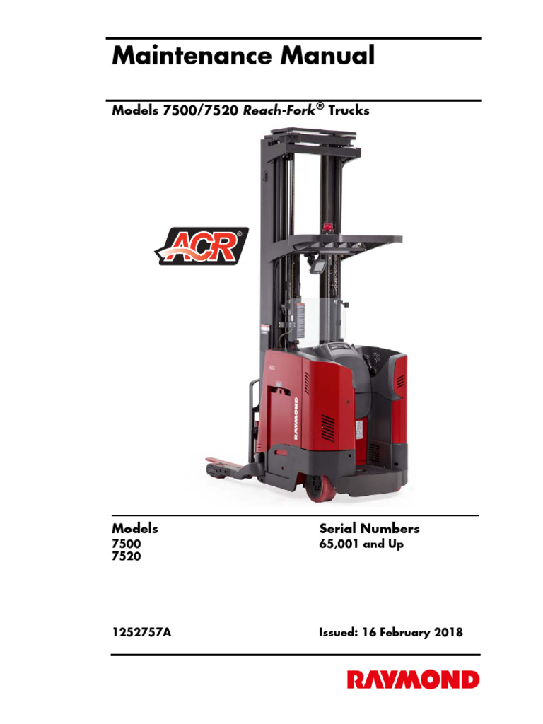 Maintenance Manual: Models 7500/7520 Reach-Fork Trucks | PDF ...