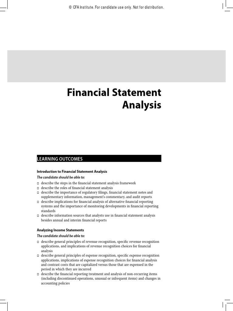 Financial Statement Analysis: Learning Outcomes | PDF | Financial ...