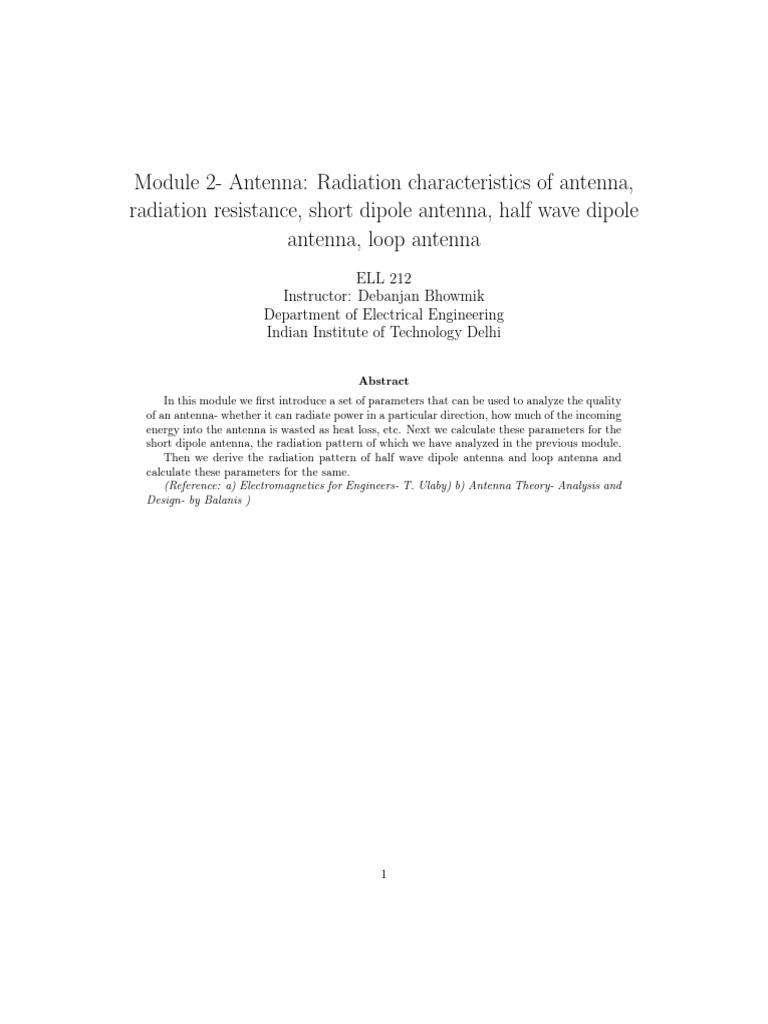 Module2 Antennas | PDF | Antenna (Radio) | Telecommunications Engineering