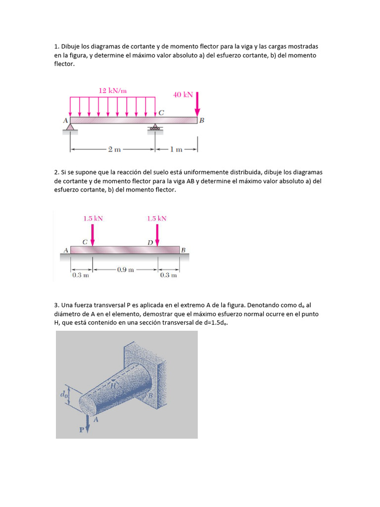 Problemas Vigas | PDF | Viga (Estructura) | Mecanica clasica