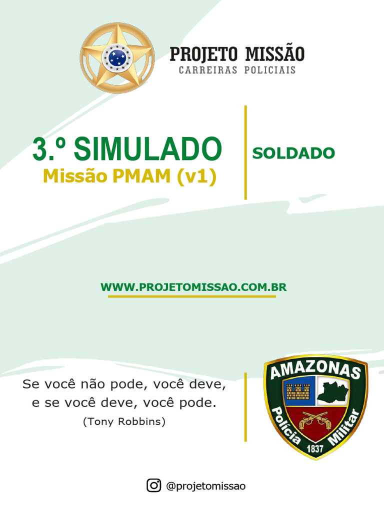 Simulado PMAM: Instruções e Questões | PDF | Armazenamento de dados de ...