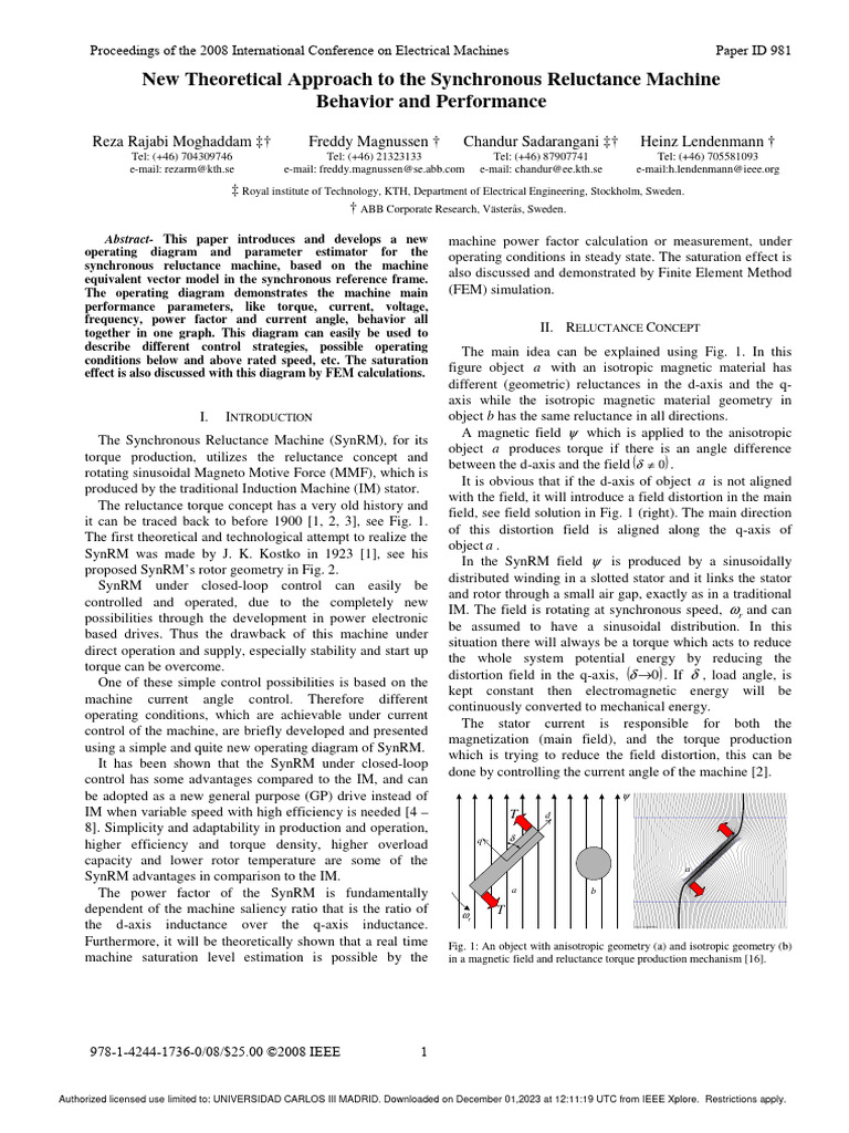 New Theoretical Approach To The Synchronous Reluctance Machine Behavior