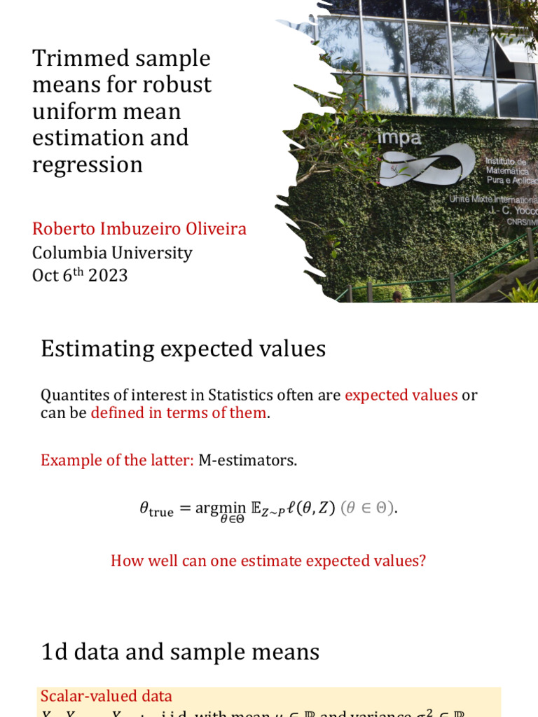 Trimmed Sample Means For Uniform Mean Estimation and Regression | PDF | Regression Analysis ...