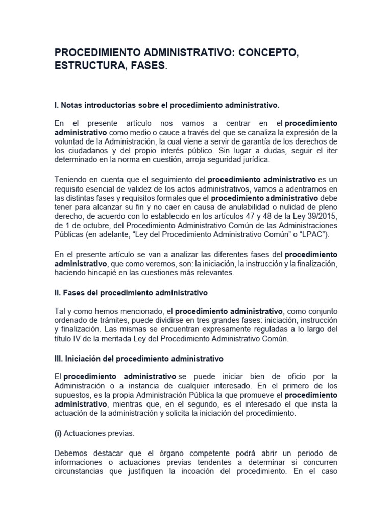 Procedimiento Administrativo: Concepto, Estructura, Fases. | PDF | Gobierno | Justicia