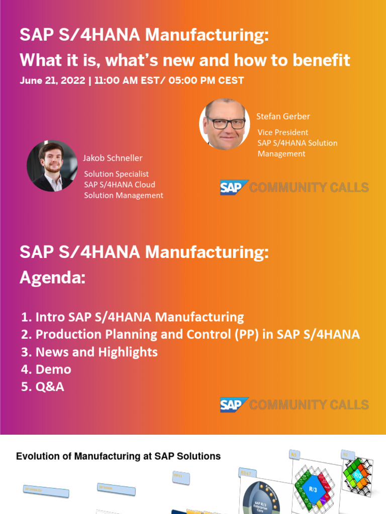 SAP S4HANA Manufacturing Community Call - Handout | PDF | Lean ...