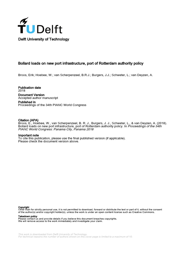 Position Paper Bollard Loads On Port Infrastructure PIANC Final | PDF ...
