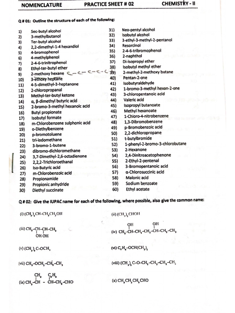 Chemistry Worksheet | PDF