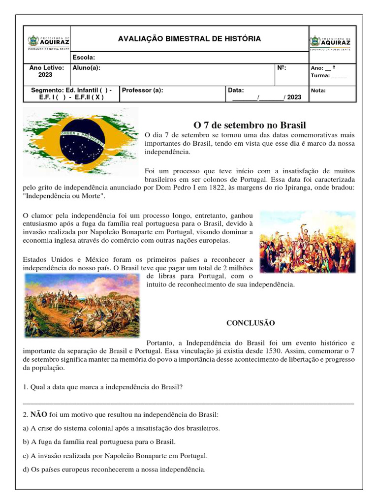 Prova De Historia Fatima Esp Pdf Brasil Portugal