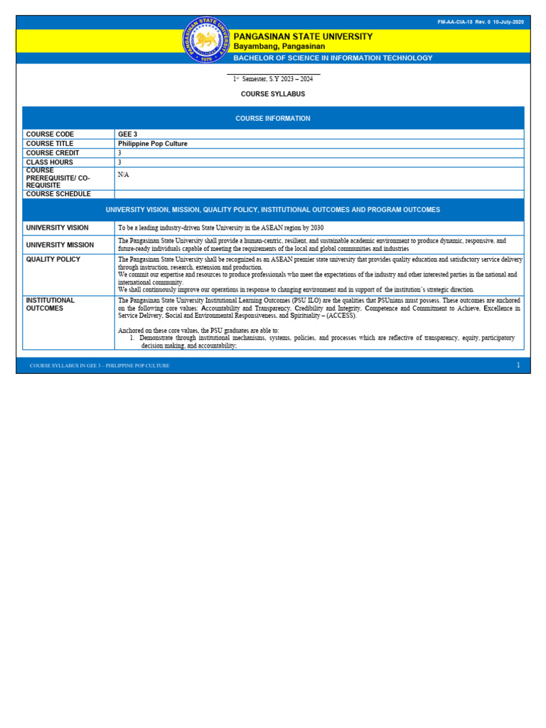 Gee 3 Syllabus | PDF | Marketing | Learning