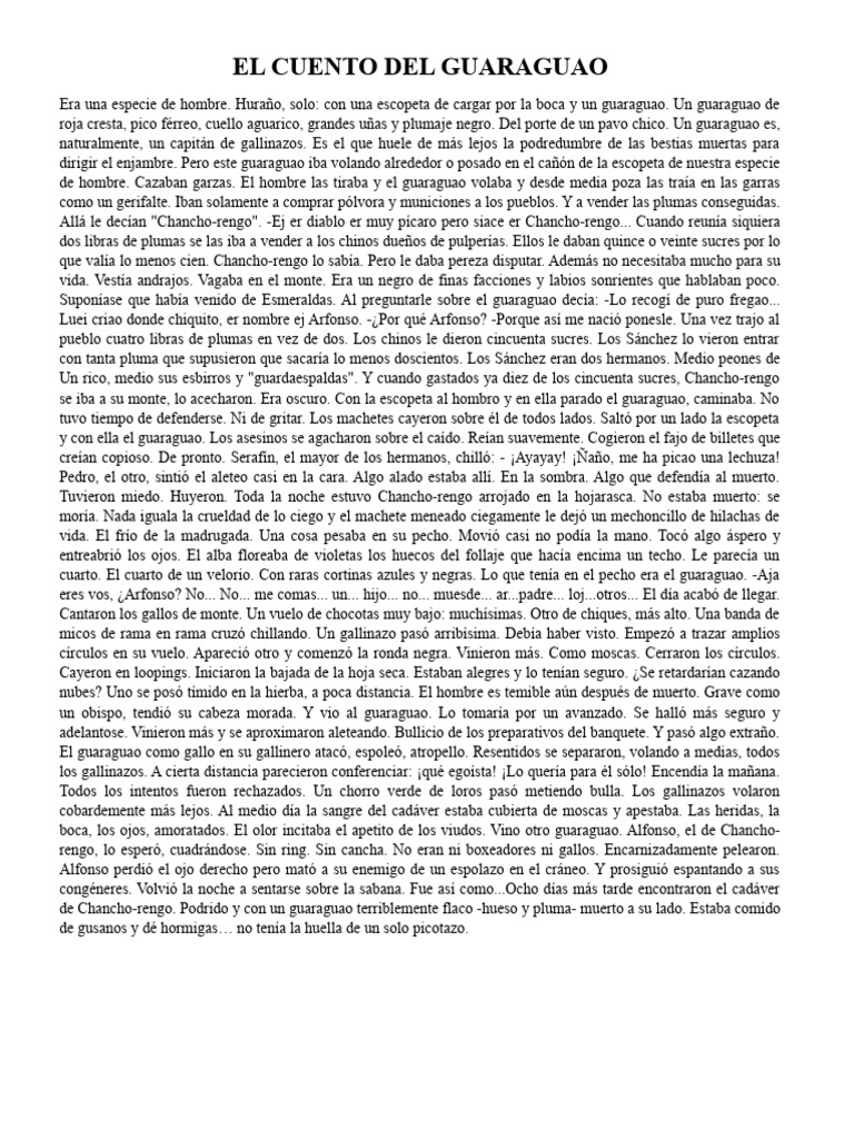 El Cuento Del Guaraguao | PDF