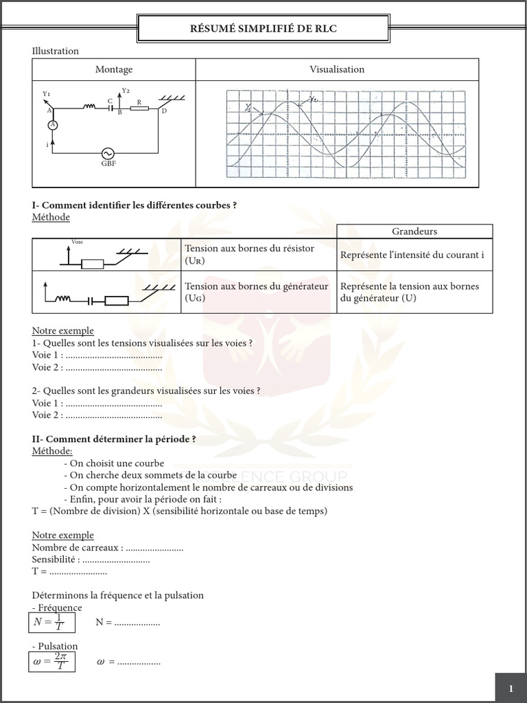 Résumé Circuit RLC et Méthodes d'Analyse | PDF | Tension électrique ...
