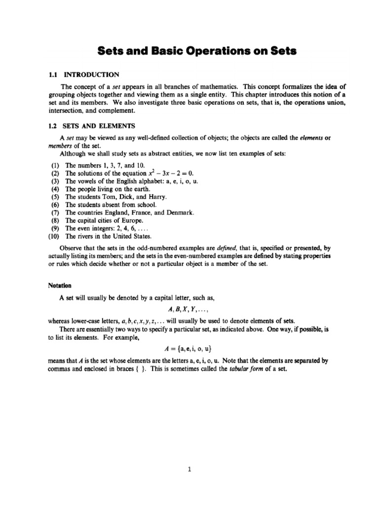 Lecture1 Sets | PDF | Set (Mathematics) | Geometry