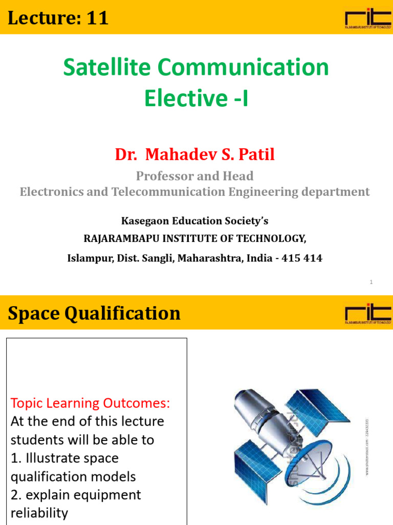 Satellite Communication Elective - I: Dr. Mahadev S. Patil | PDF | Reliability Engineering ...