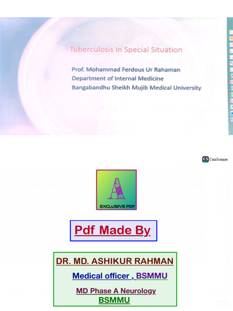 TB in Special Situation by Prof. Dr. Ferdous Sir | PDF | Science & Mathematics
