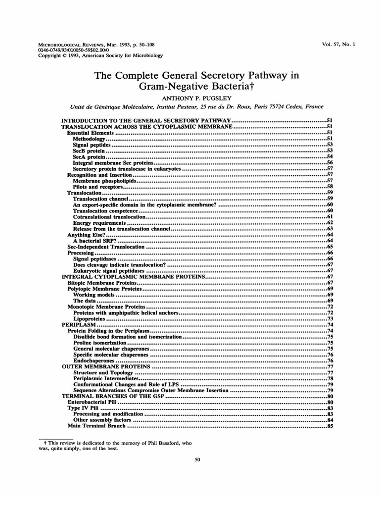 The Complete General Secretory Pathway Gram-Negative: Bacteriat | PDF ...