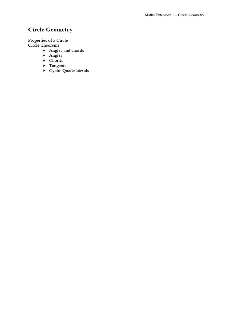 Circle Geometry Properties and Theorems | PDF | Circle | Geometric Shapes