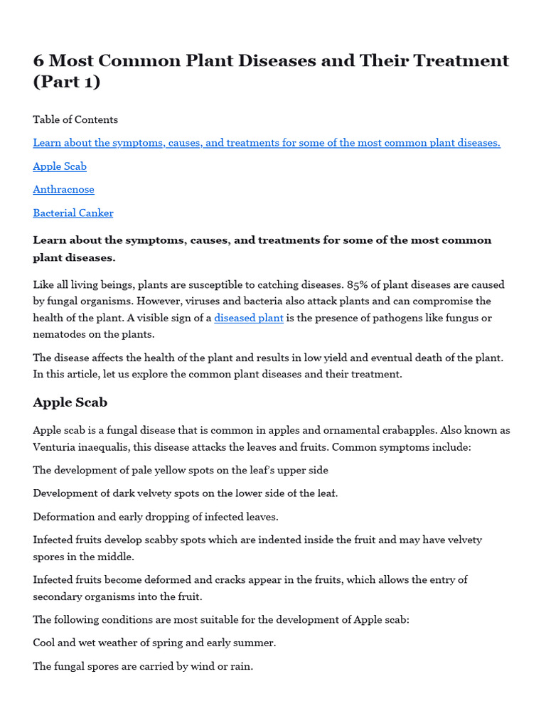 6 Most Common Plant Diseases And Their Treatment Part 1 Pdf