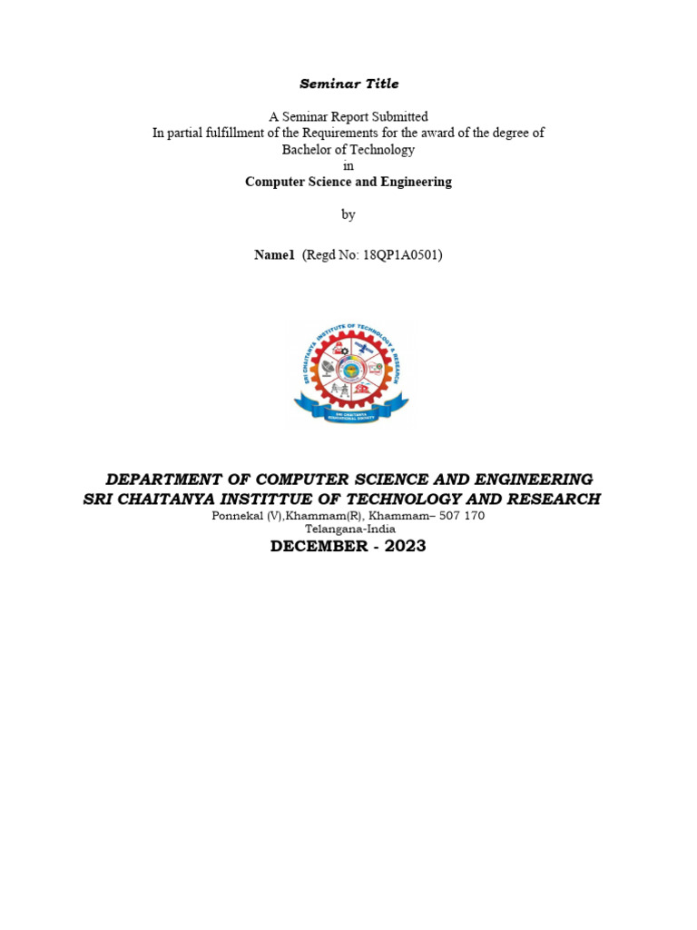 Seminar Front Pages | PDF | Academic Degree | Career And Technical Education