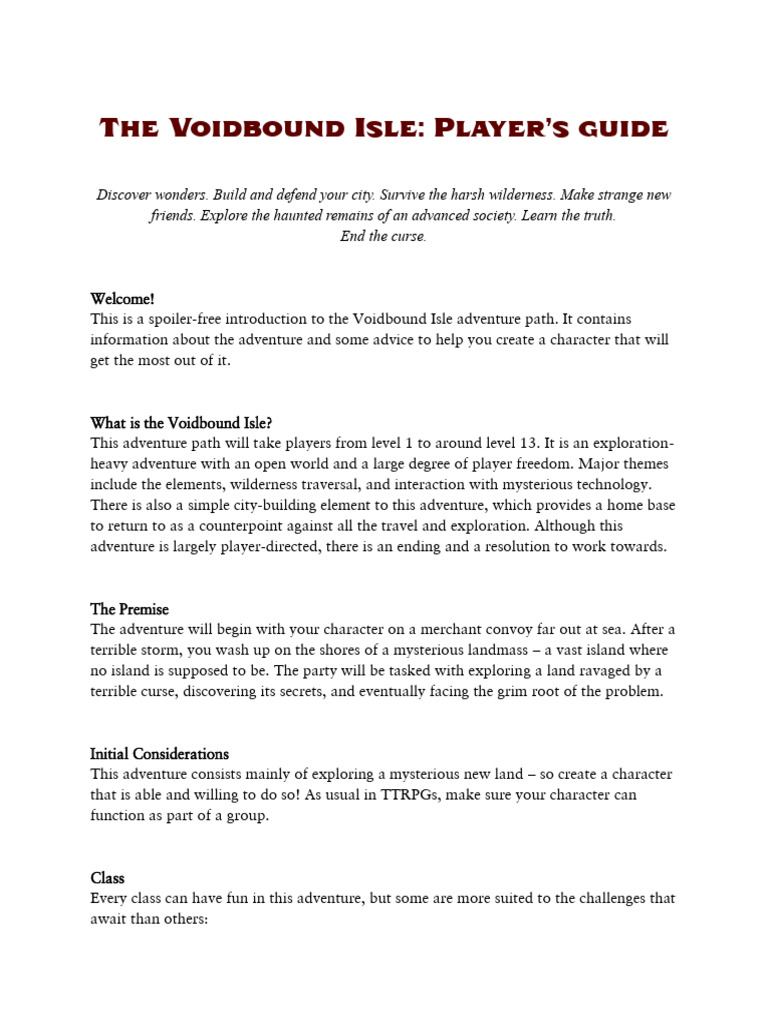 Voidbound Isle Players Guide | PDF | Young Adult | History