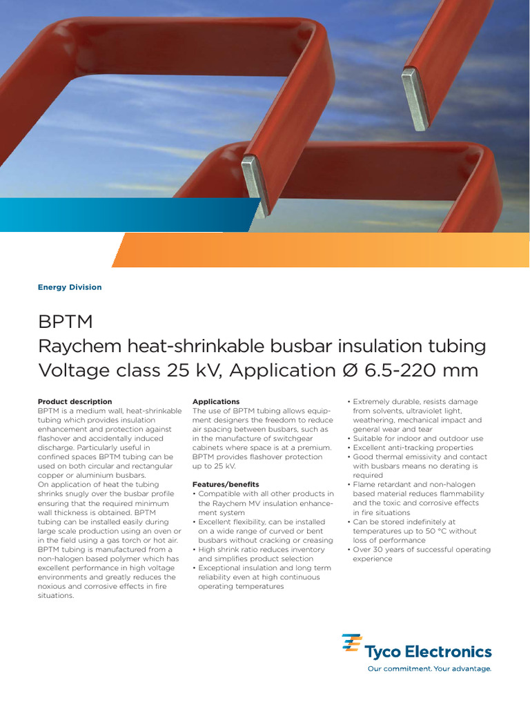 BPTM Raychem Heat-Shrinkable Busbar Insulation Tubing Voltage Class 25 ...