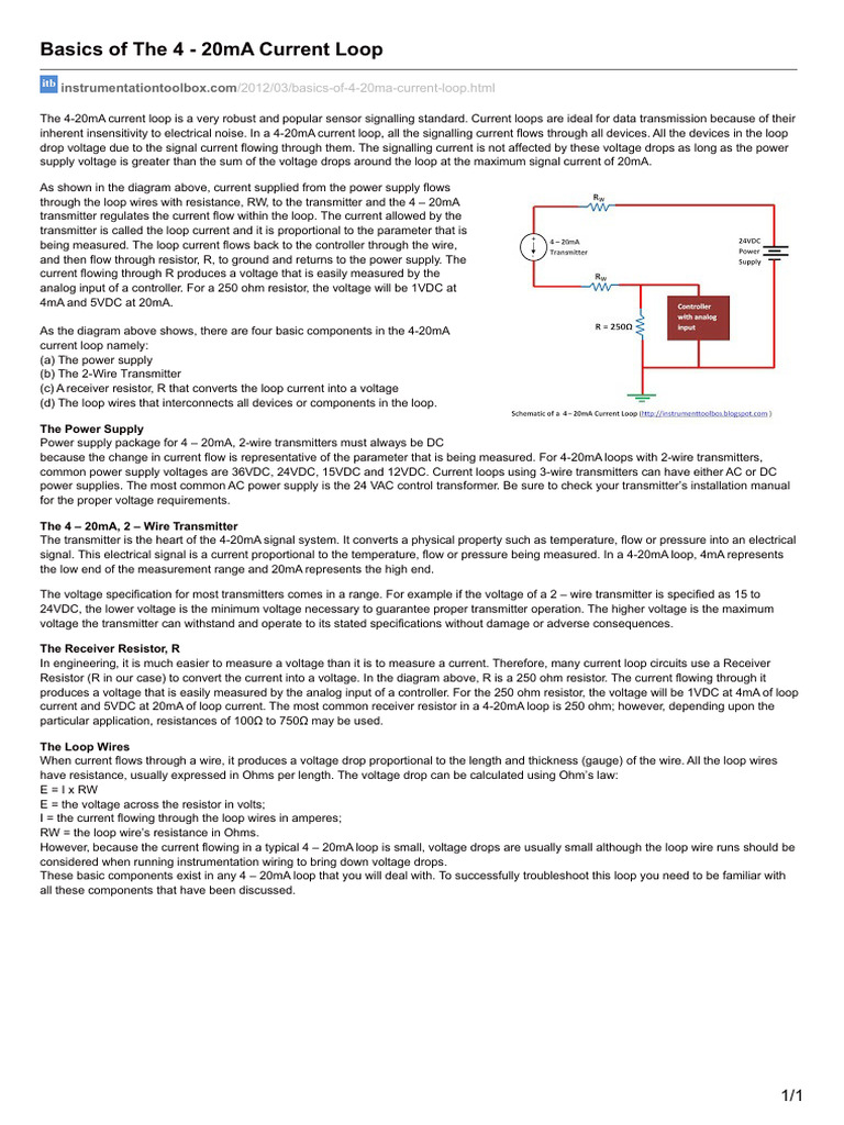 Basic of 4-20ma Current Loop | PDF | Voltage | Resistor