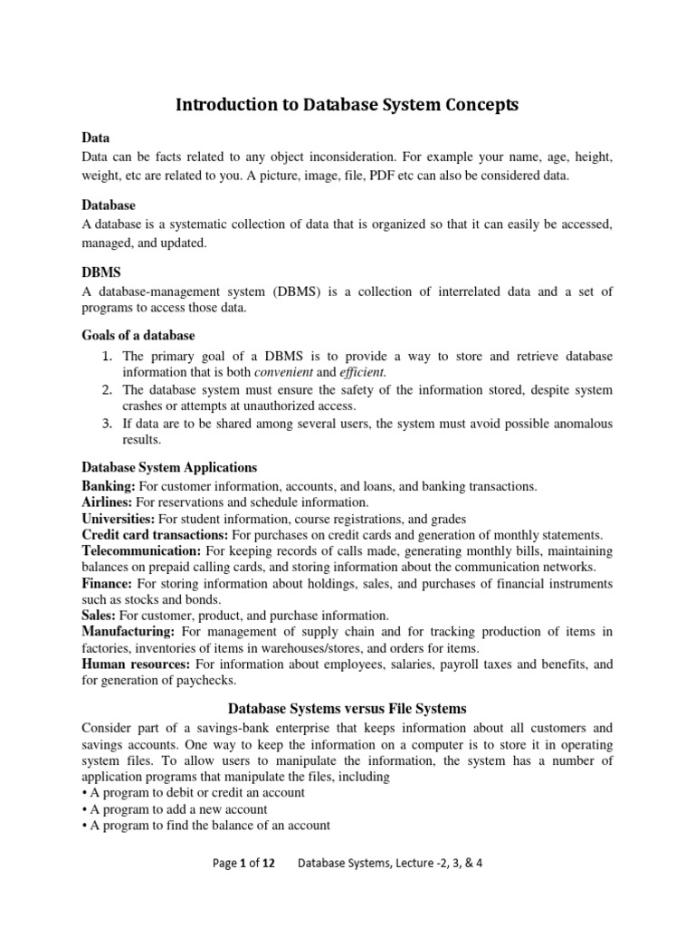Introduction To Database System | PDF | Databases | Conceptual Model