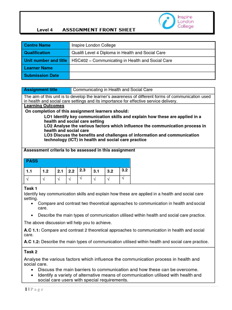 HSC 402 Assignment Brief | PDF | Social Work | Communication