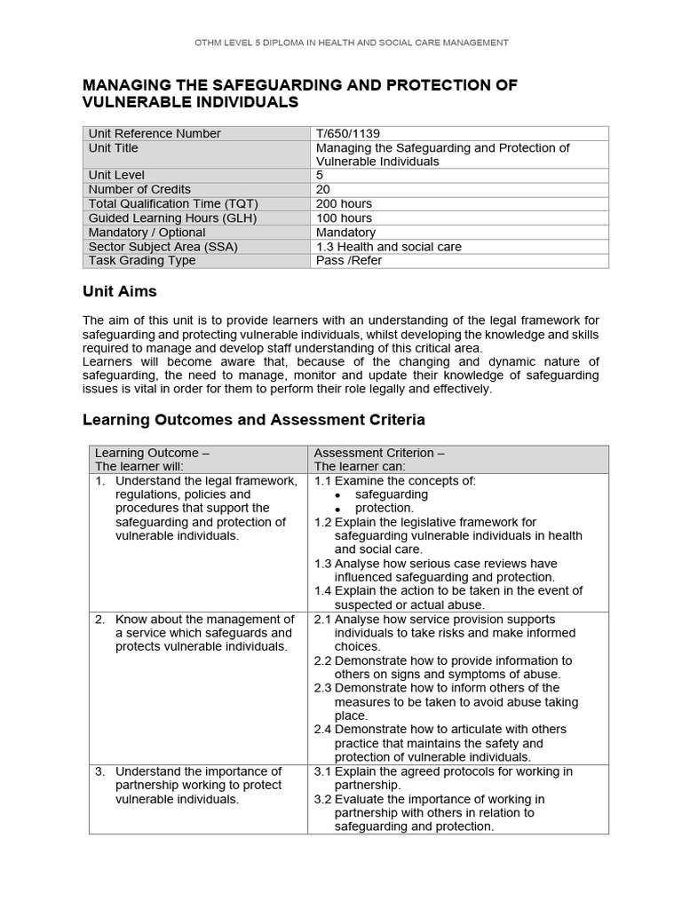Assign Brief - MANAGING THE SAFEGUARDING AND PROTECTION | PDF | Social ...