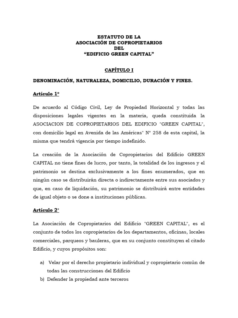 Reglamento Edificio Green Capital | PDF | Propiedad | Condominio