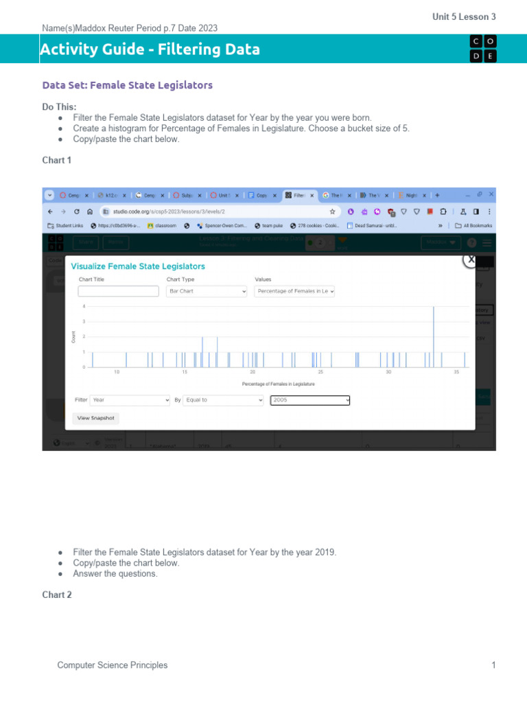 Activity Guide - Filtering Data - Unit 5 Lesson 3 | PDF Activity Guide - Filtering Data - Unit 5 Lesson 3 | PDF
