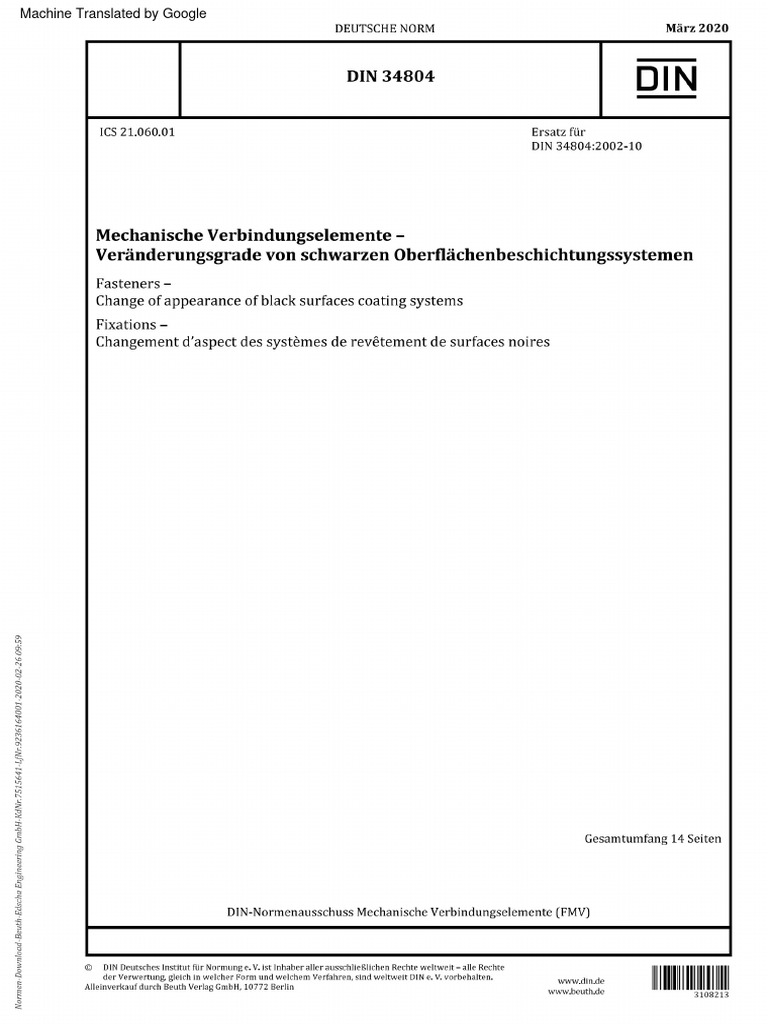 Din 34804 | PDF | Cor | Corrosão