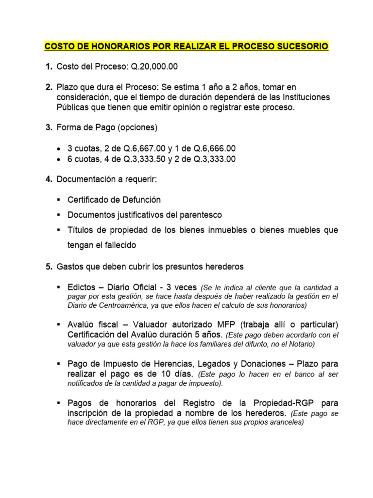 Pasos y Requisitos Del Proceso Sucesorio Intestado | PDF | Herencia ...