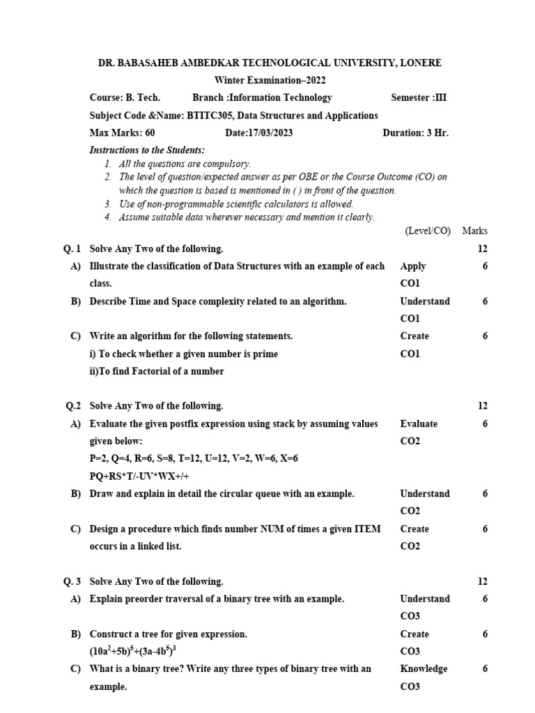 Data Structures and Applications - 17-3-2023 | PDF | Algorithms And Data Structures | Applied ...