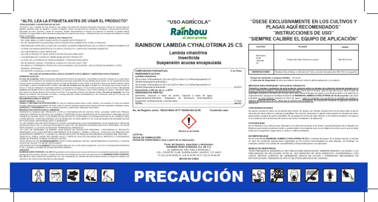 Label - Lambda-Cyhalotrina 25 CS - RAINBOW LAMBDA CYHALOTRINA 25 CS ...