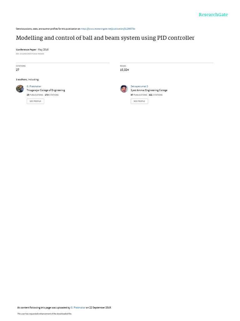 Modelling and Control of Ball and Beam System Using PID Controller ...