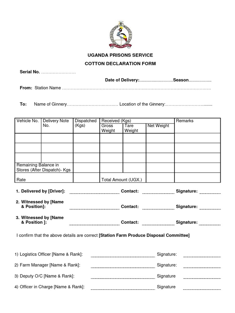 UPS Cotton Declaration Form-Final | PDF