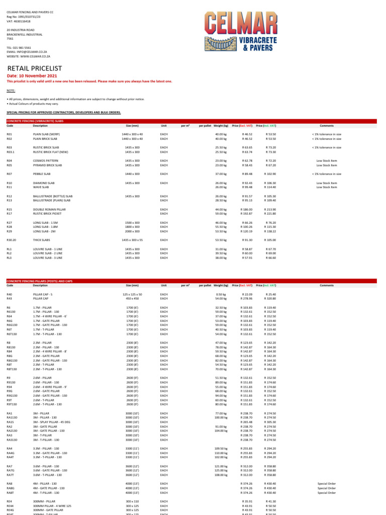 Celmar Retail Pricelist | PDF