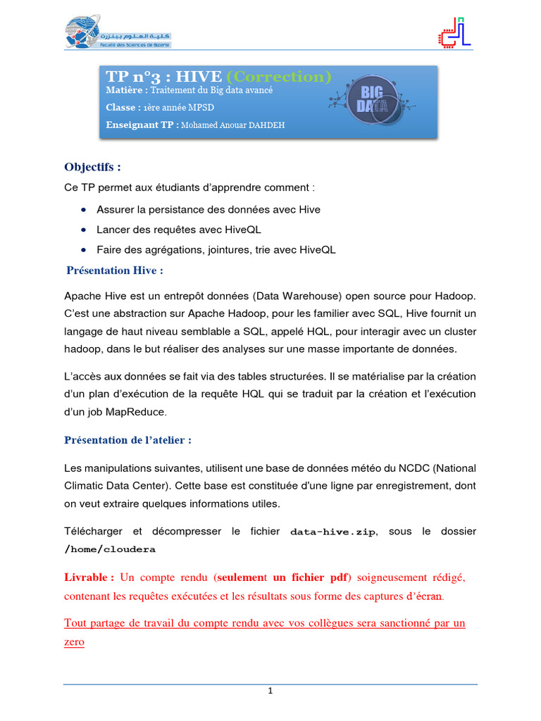 TP3 Hive Correction | PDF | Fichier informatique | Apache Hadoop