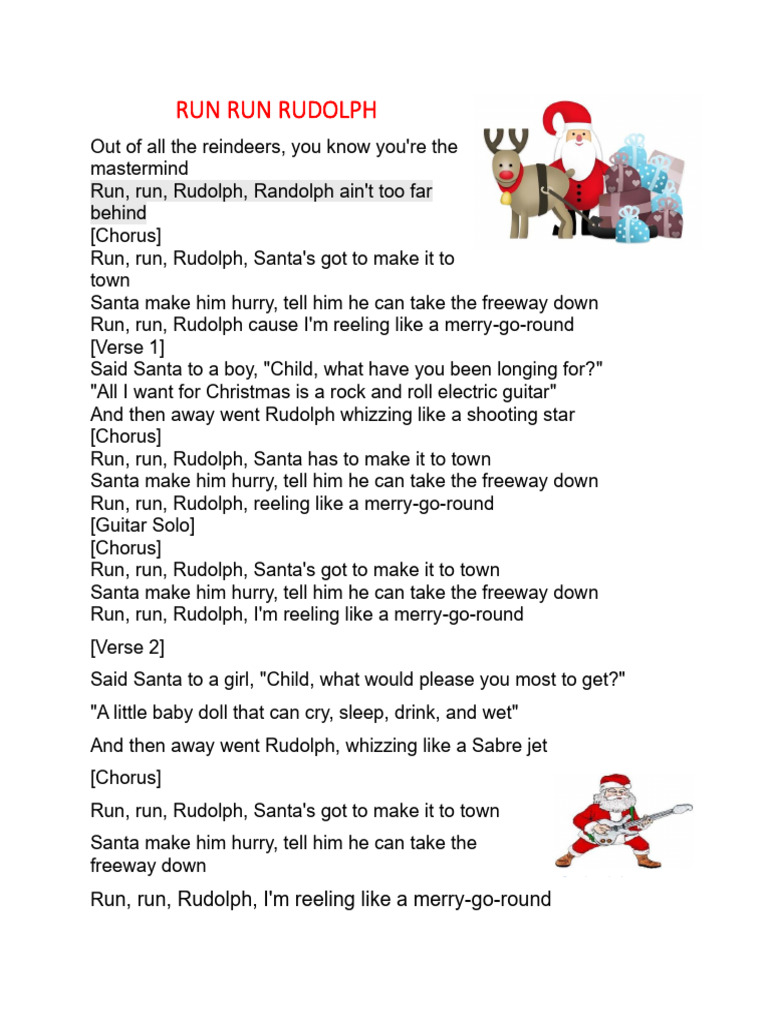 Run Run Rudolph Song Lyrics | PDF | Art | Poetry