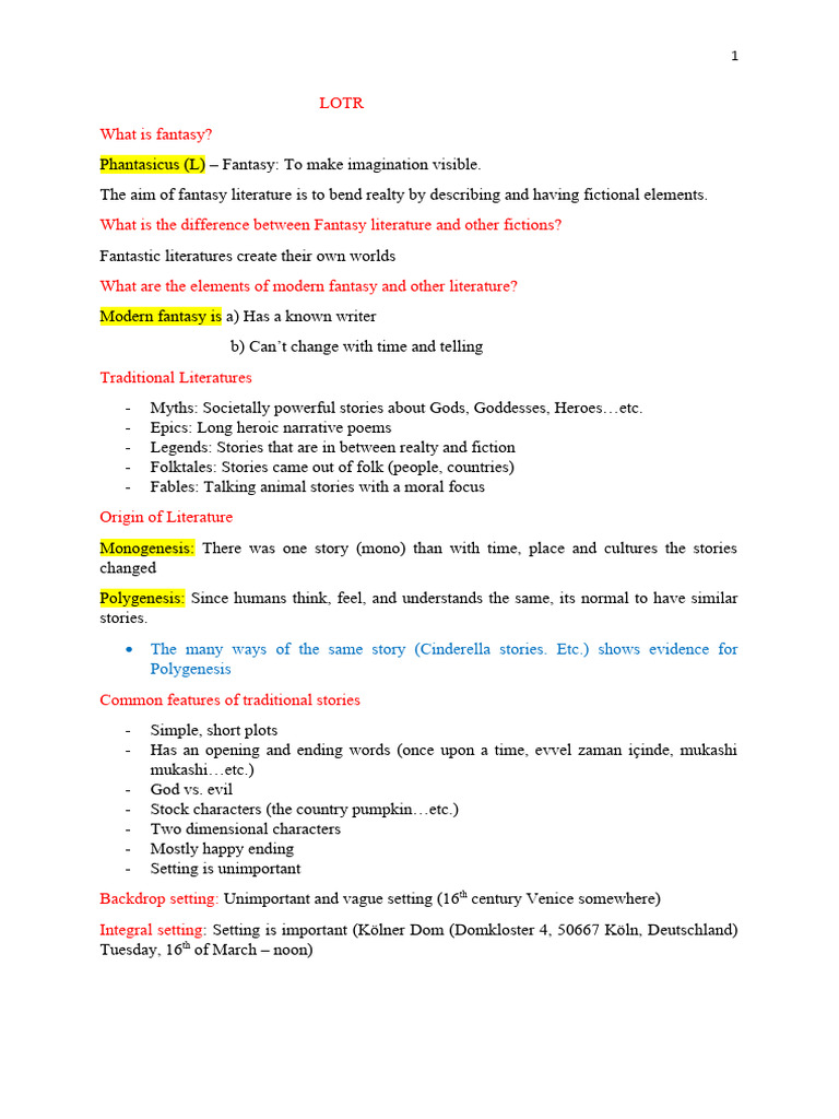 Lord of The Rings and Fantasy Fiction | PDF | Bilbo Baggins | Fantasy