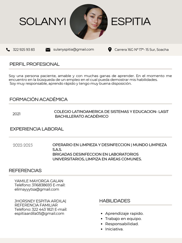 Hoja de Vida Solanyi | PDF