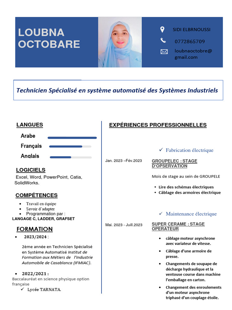 Loubna Najib : Technicien Spécialisé | PDF | Biens manufacturés