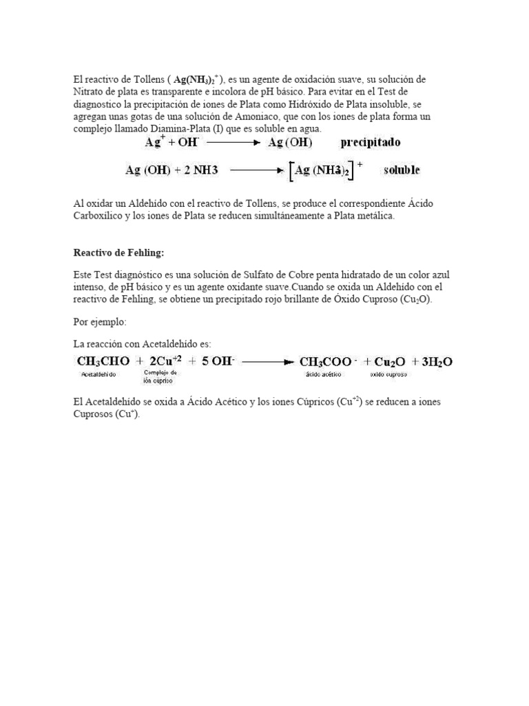 El Reactivo De Tollens Pdf Química átomos