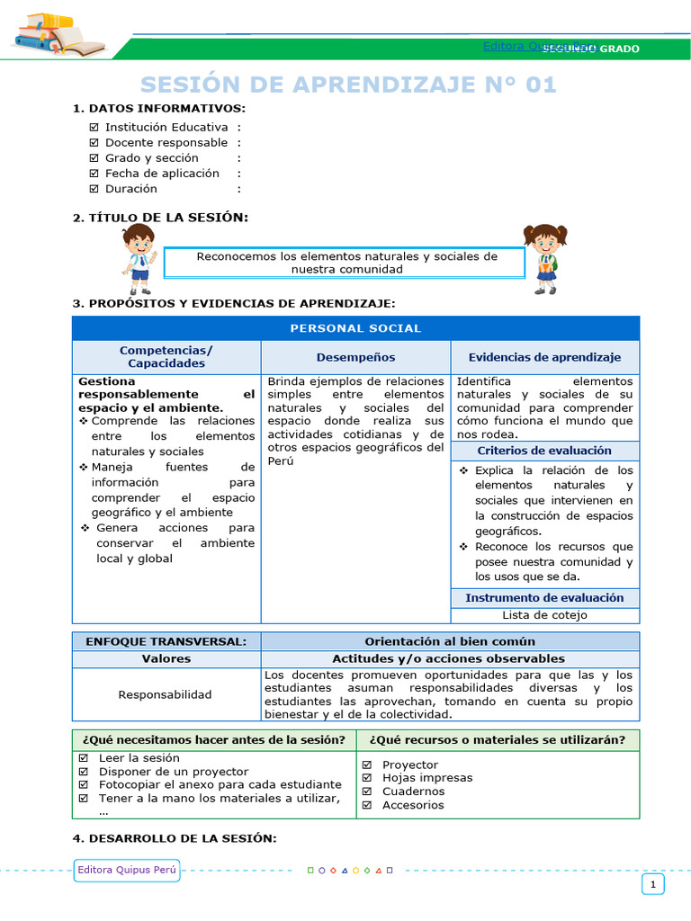 Sesiones de Aprendizaje - EDA VI Semana 1 | PDF | Evaluación