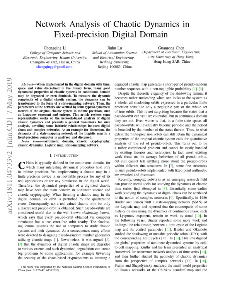 Network Analysis Of Chaotic Dynamics In Pdf Chaos Theory Dynamical System