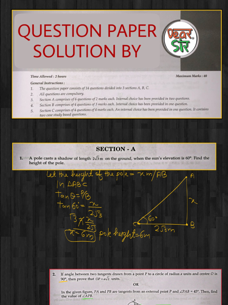 Dear Sir Paper Solve | PDF