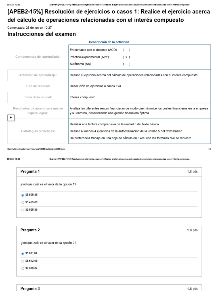 Examen - (APEB2-15%) Resolución de Ejercicios o Casos 1 - Realice El Ejercicio Acerca Del ...