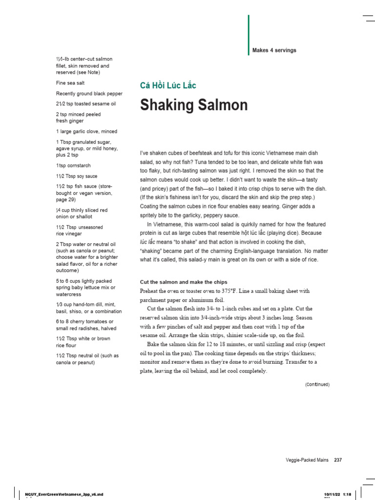 Ever-Green Vietnamese - Shaking Salmon | PDF | Knife | Blade