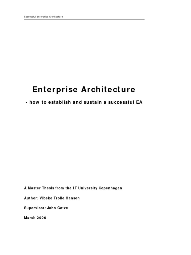 Successful Enterprise Architecture Enter | PDF