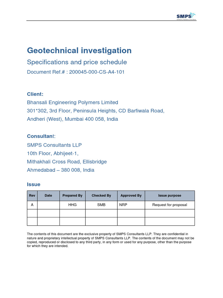 200045-000-CS-A4-101 Geo Tech Investigations | PDF | Geotechnical Engineering | Deep Foundation